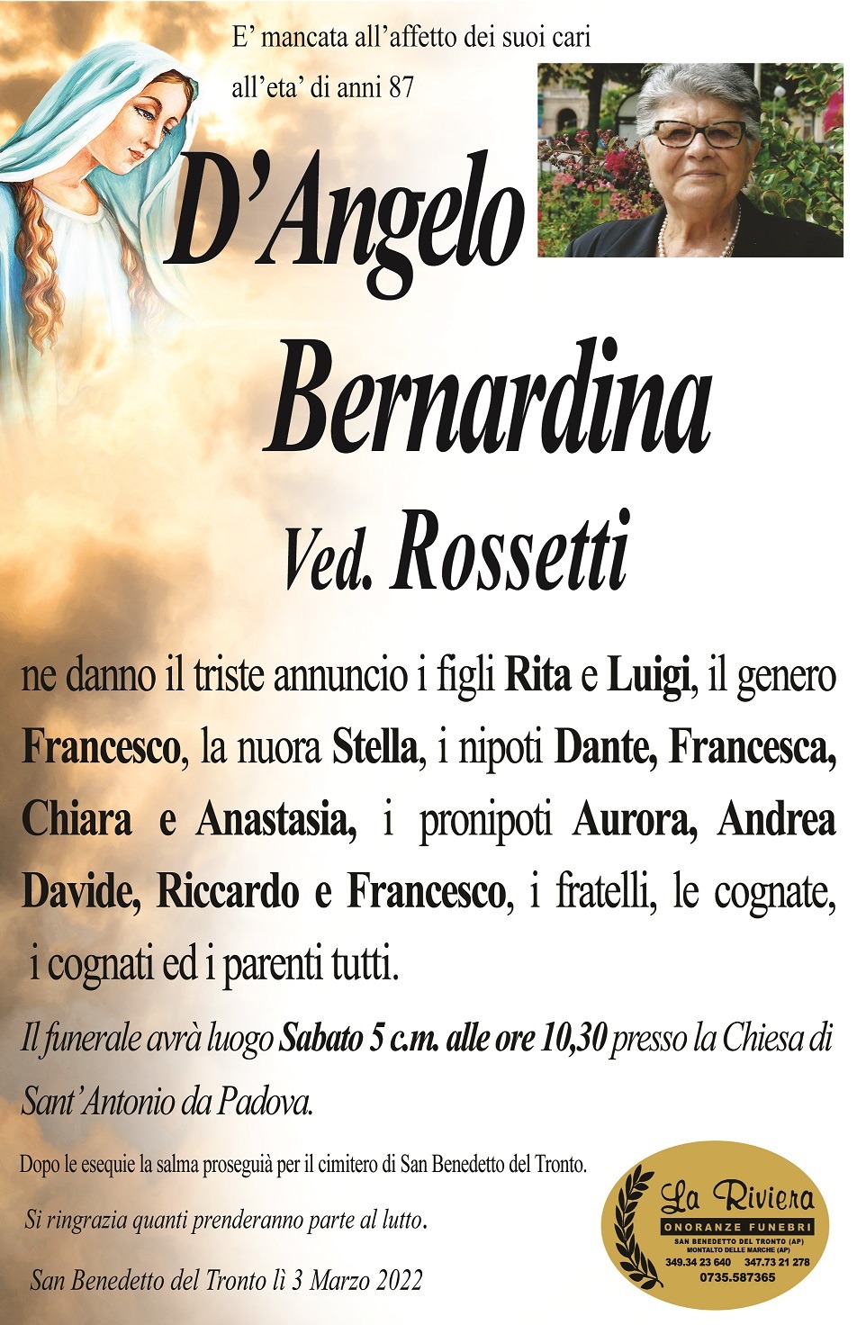 Bernardina D'Angelo - Riviera Oggi