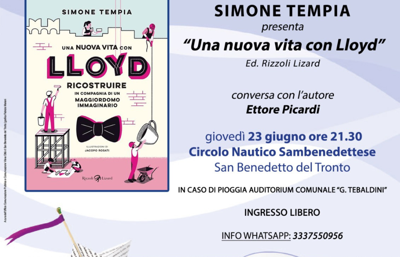 Incontri con l'autore, Simone Tempia presenta "Una nuova vita con Lloyd" - Riviera Oggi