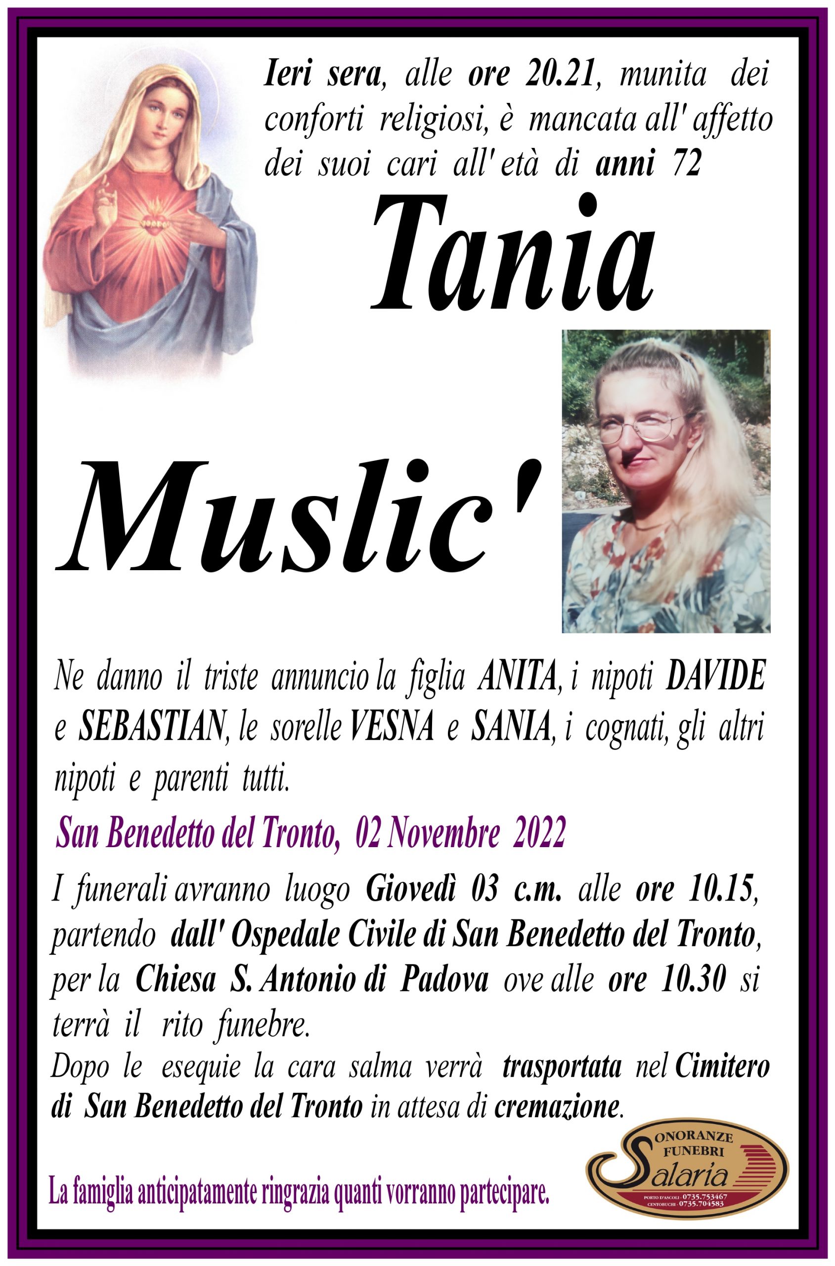 Tania Muslic' - Riviera Oggi