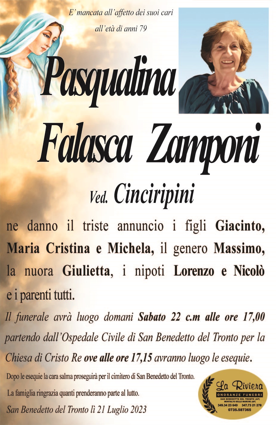 Pasqualina Falasca Zamponi - Riviera Oggi