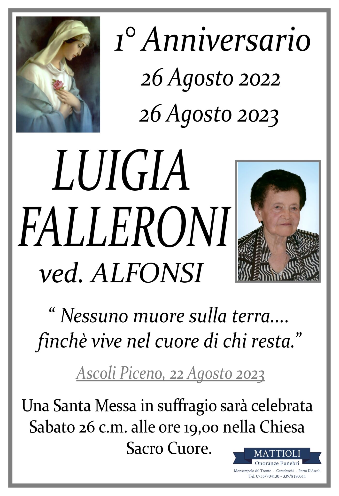 Primo anniversario Luigia Falleroni - Riviera Oggi