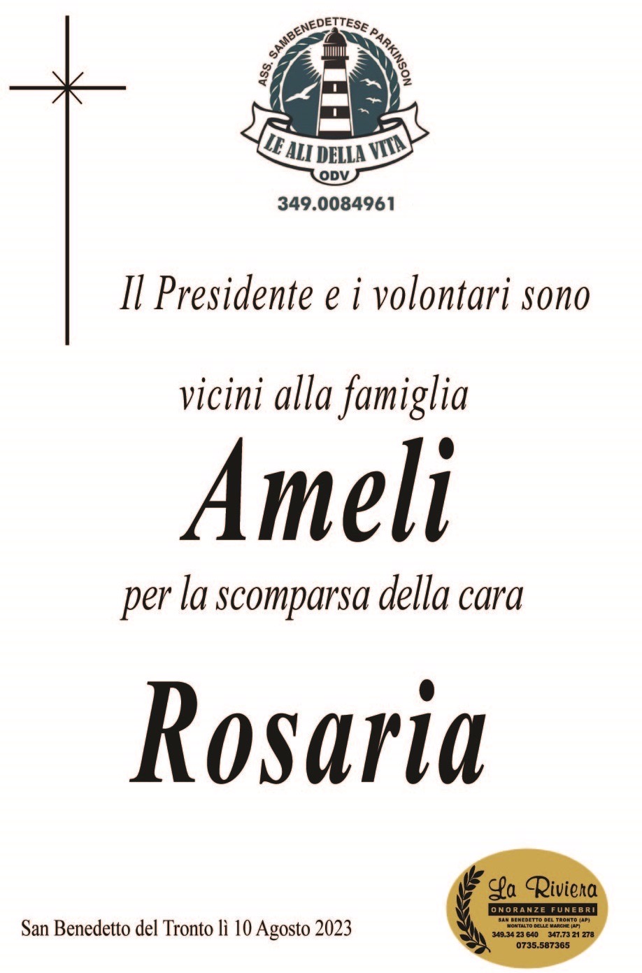 Partecipazione Rosaria Ameli - Riviera Oggi