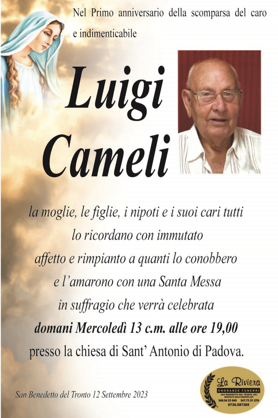 Anniversario Luigi Cameli - Riviera Oggi