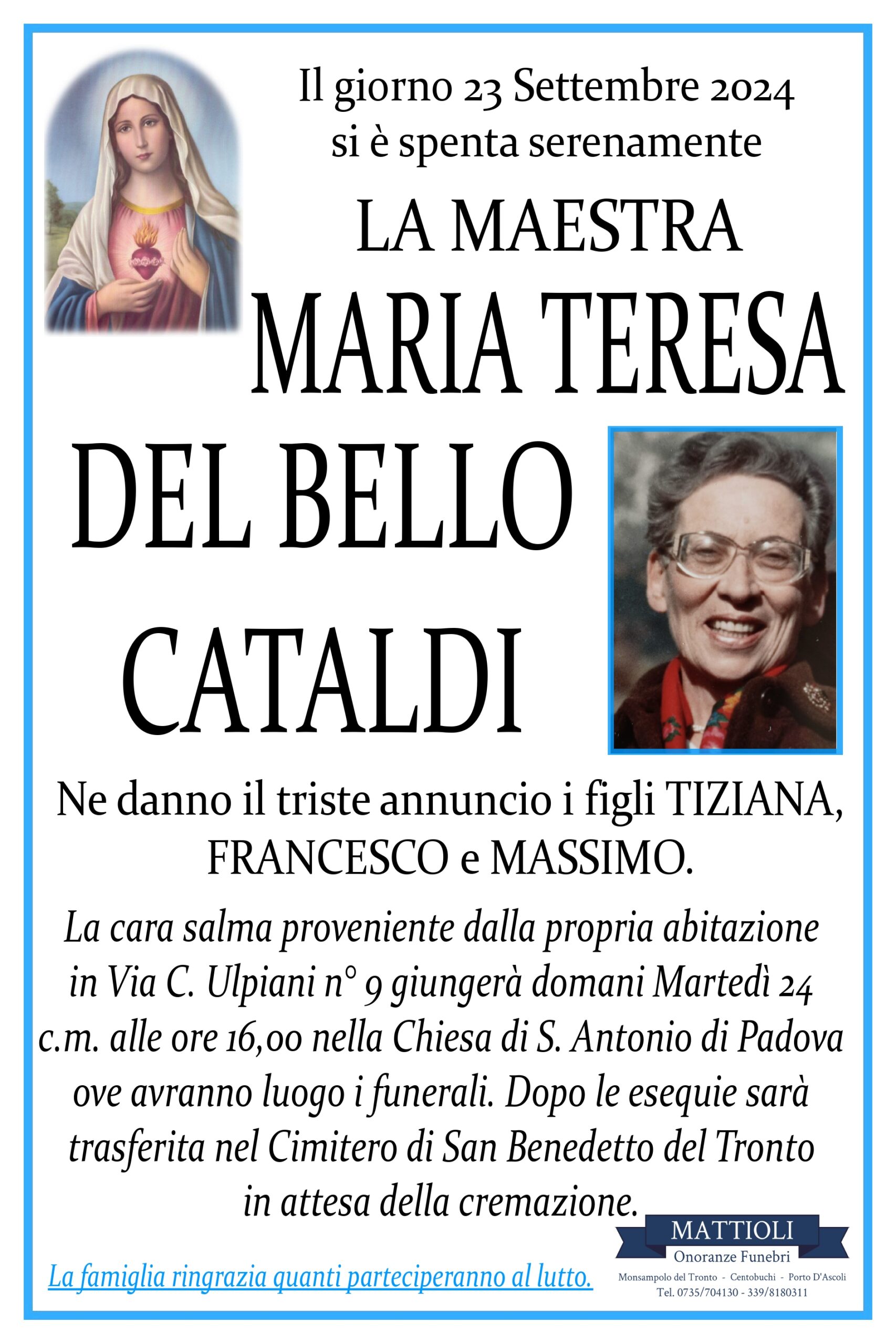 Maria Teresa Del Bello Cataldi - Riviera Oggi