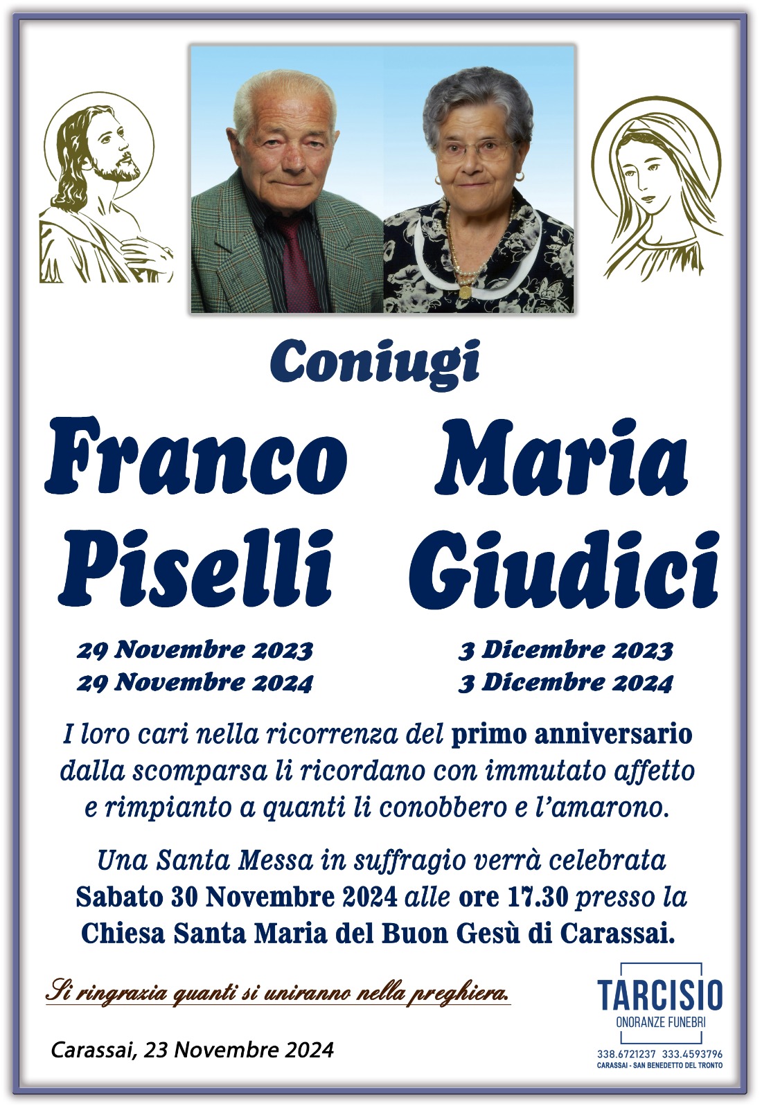 Primo anniversario Franco Piselli e Maria Giudici - Riviera Oggi