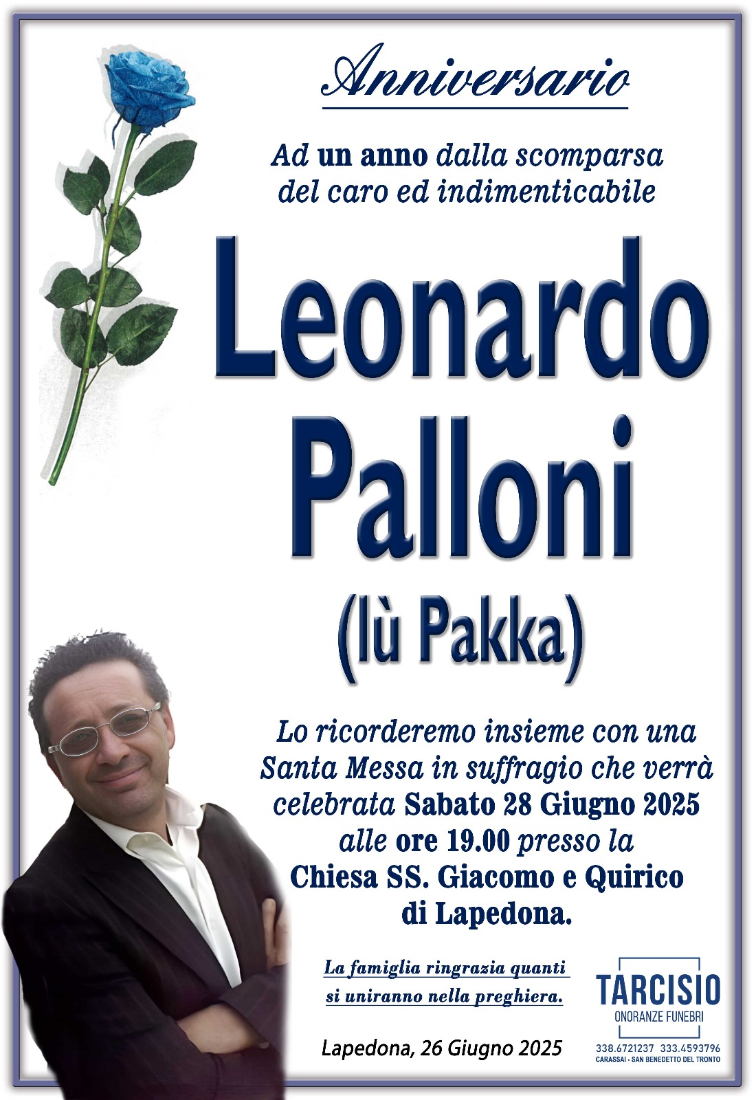 Primo anniversario Leonardo Palloni - Riviera Oggi