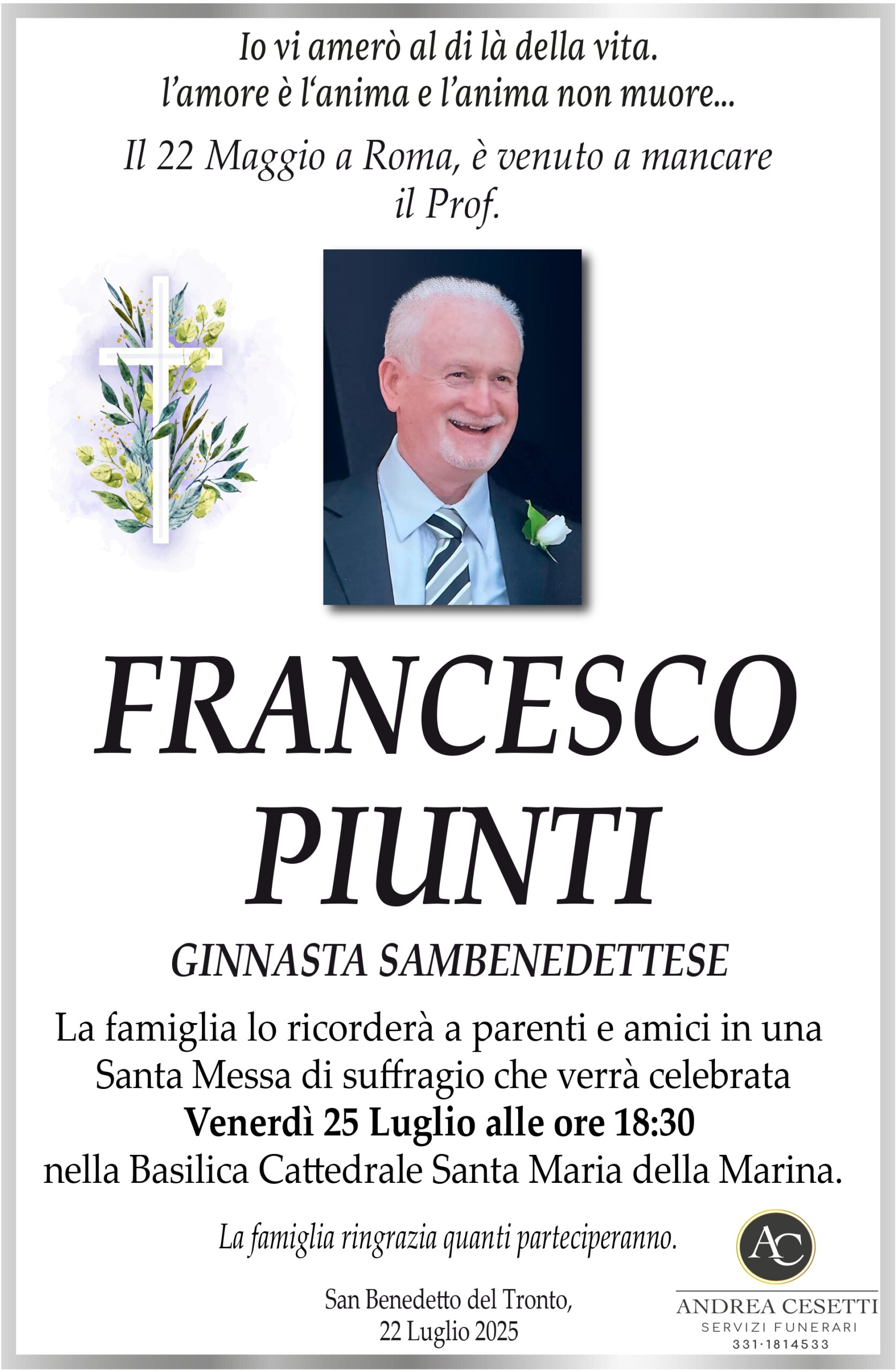 Anniversario Francesco Piunti - Riviera Oggi