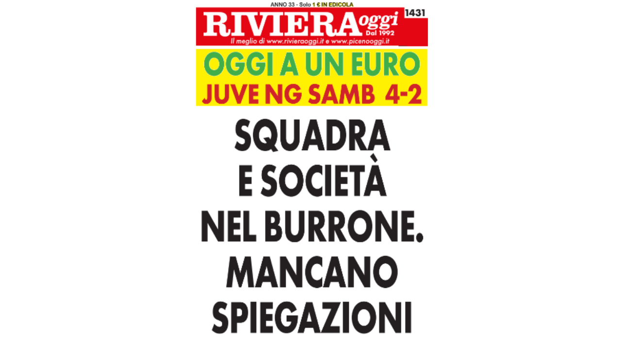 Riviera Oggi in edicola, gioventù batte esperienza non sfruttata ...
