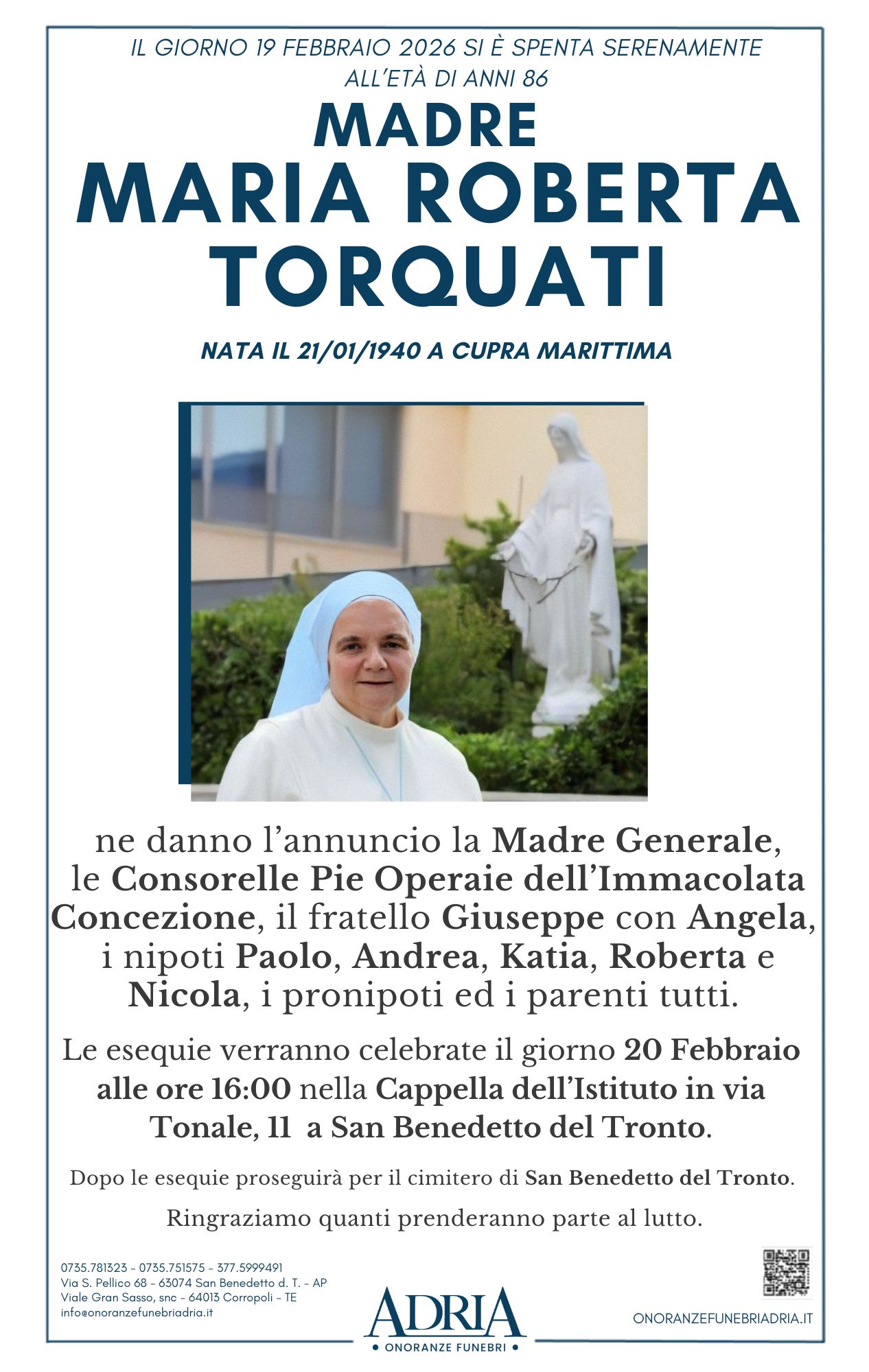 Madre Maria Roberta Torquati - Riviera Oggi